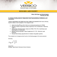 Design Advisory Versico Roofing Systems Winter 2024 Specification and Details Update