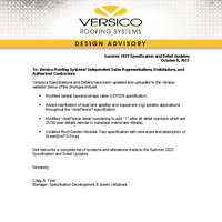 Design Advisory Versico Roofing Systems Summer 2022 Specification and ...